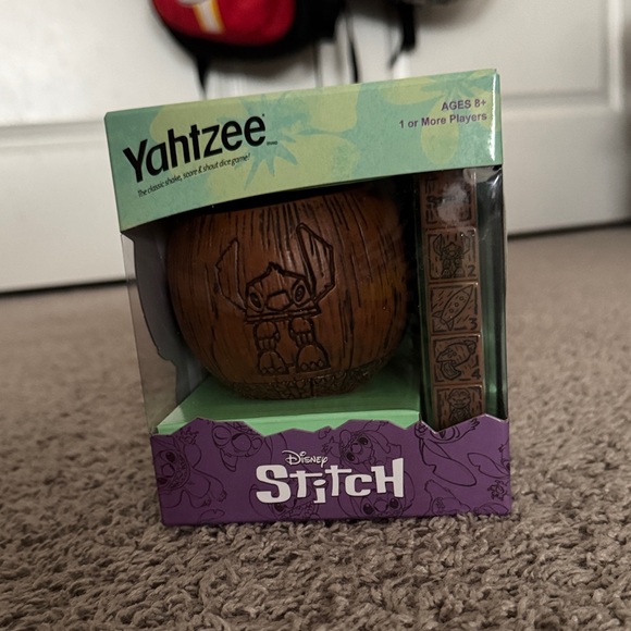 Disney | Toys | Disney Stitch Yahtzee With Brown Wooden Dice Cup | Poshmark
